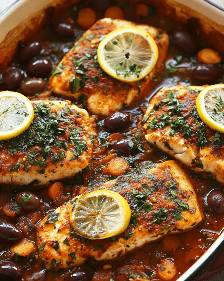 Mediterranean Baked Fish with Tomato and Olive Sauce