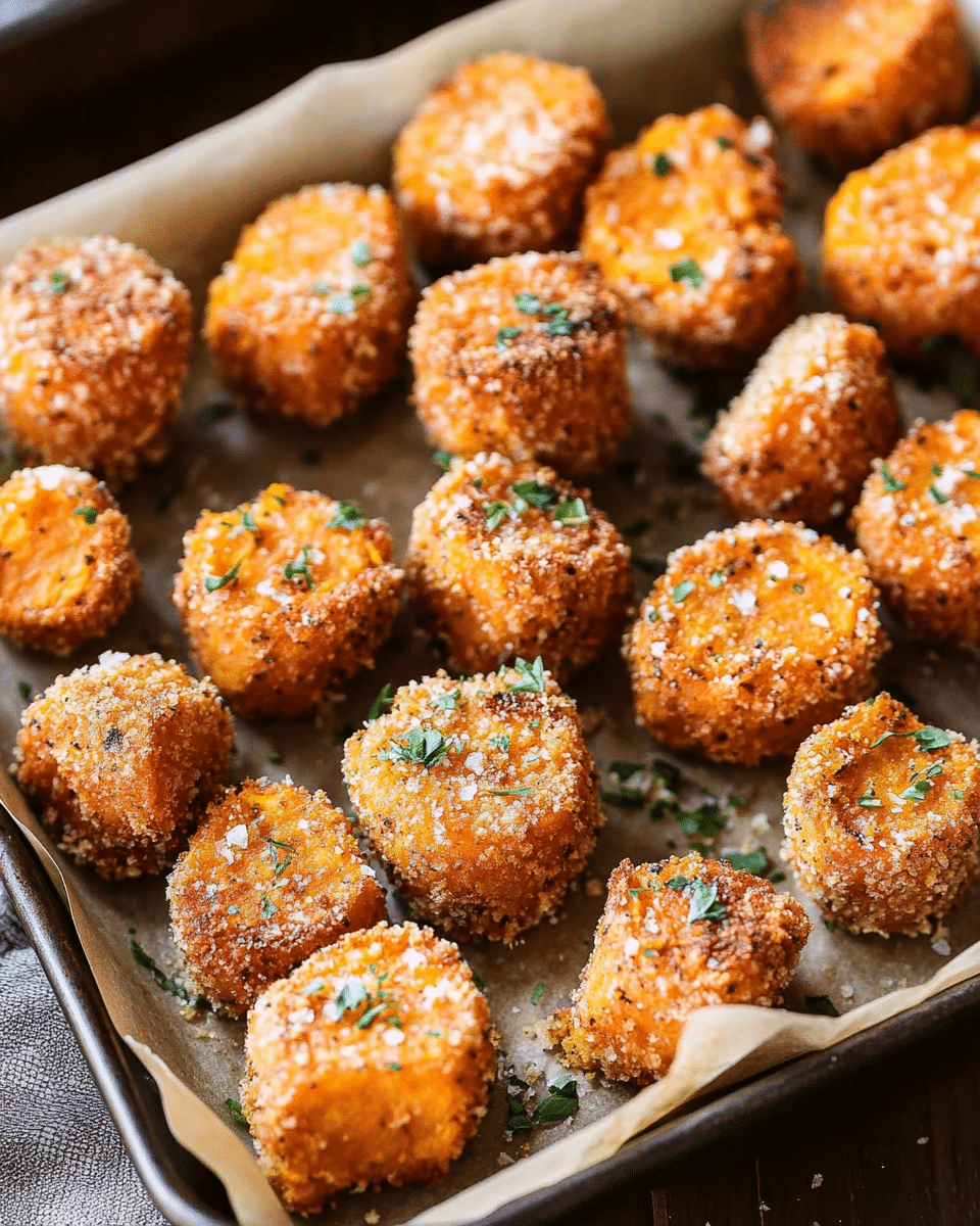 Crispy Sweet Potato Tots with Parmesan and Fresh Herbs
