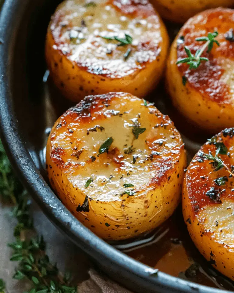 Crispy Smashed Potatoes with Garlic Herb Butter and Broth