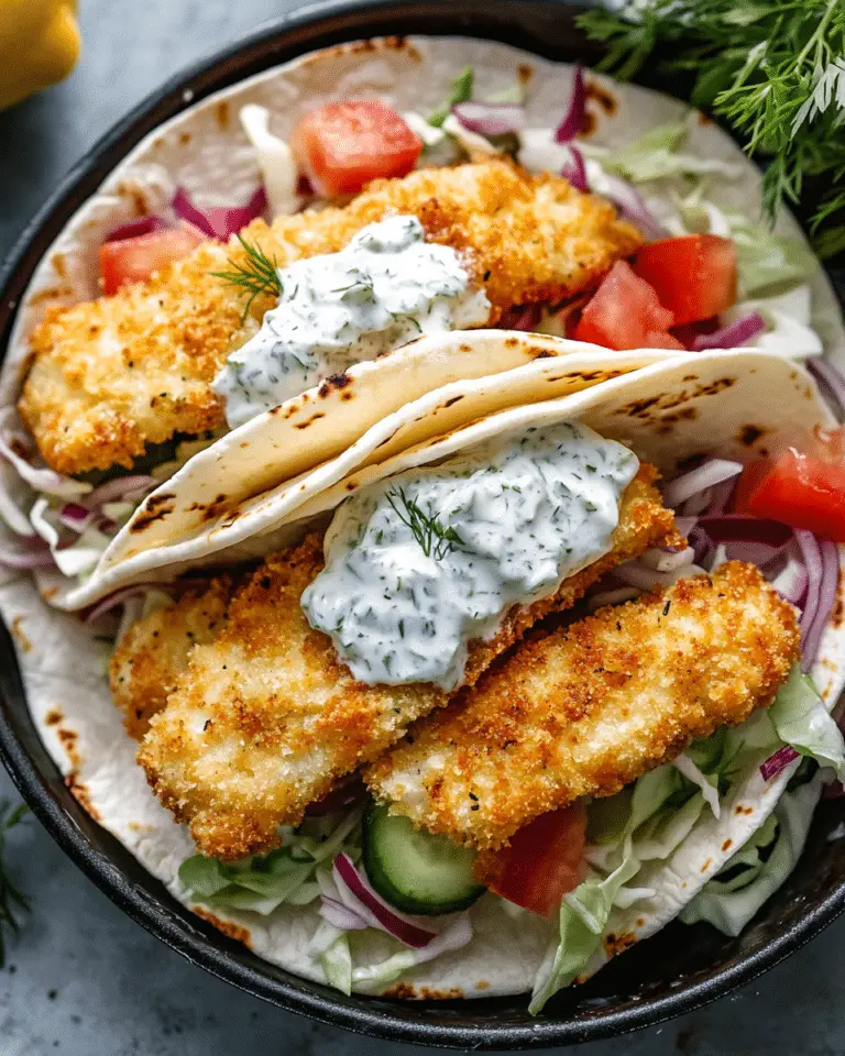 Crispy Fish Tacos with Mint Tzatziki Sauce