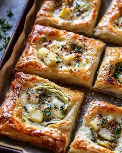 Savory Artichoke and Cheese Puff Pastry Bites