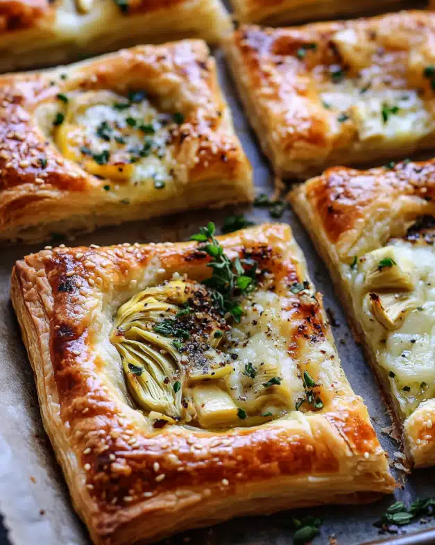 Savory Artichoke and Cheese Puff Pastry Bites