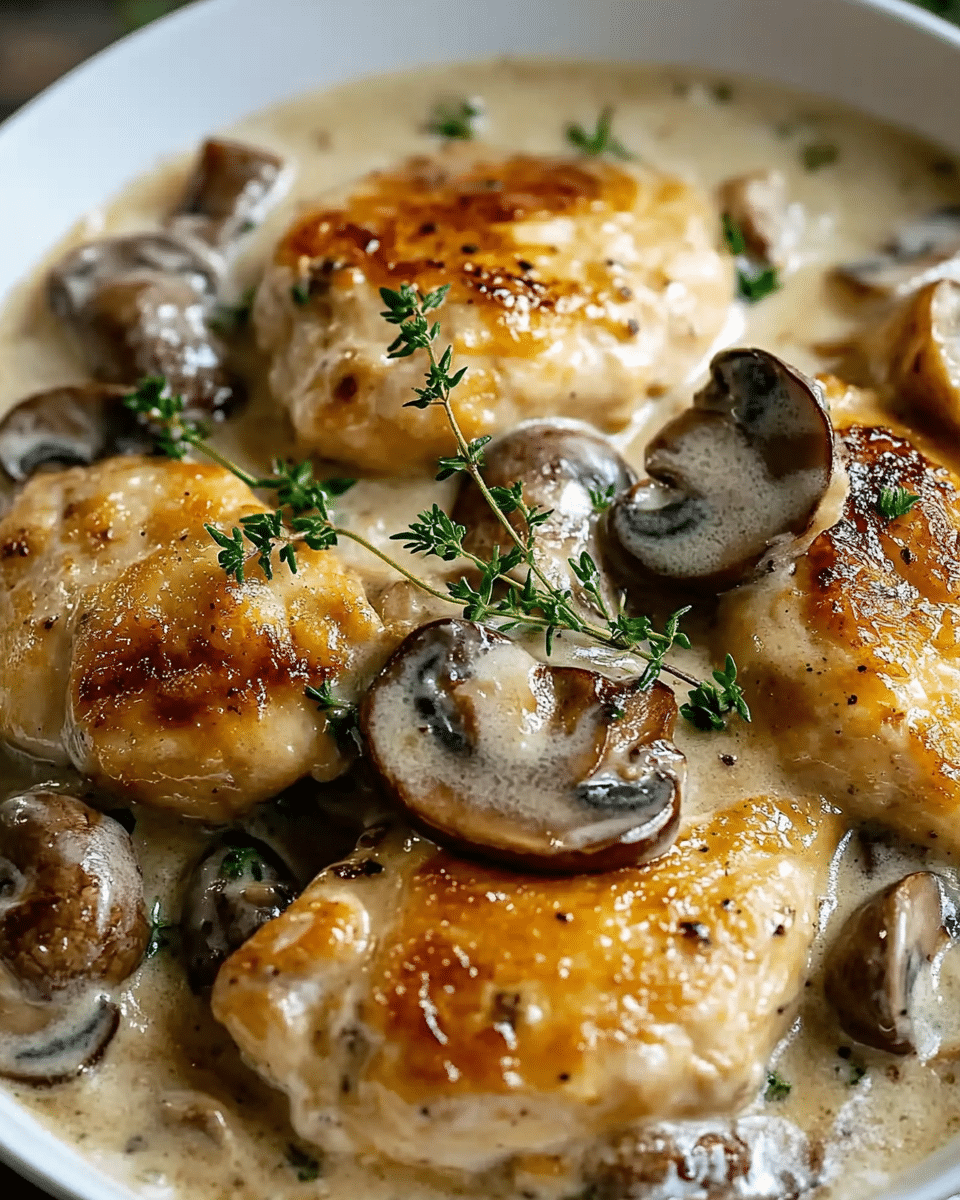 Savory Chicken in a Creamy Asiago Mushroom Sauce