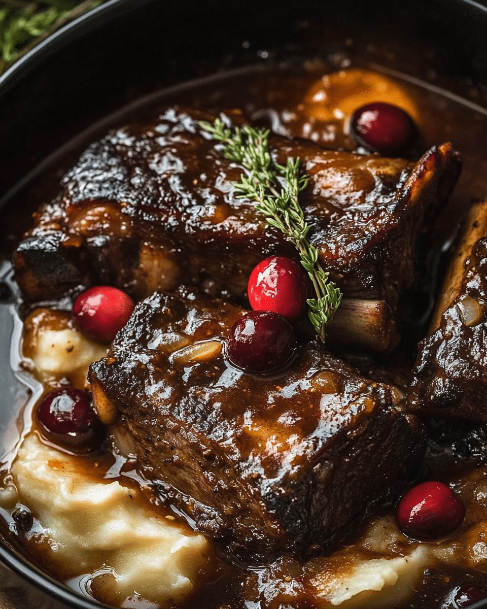 Slow-Cooked Beef Short Ribs with Cranberries
