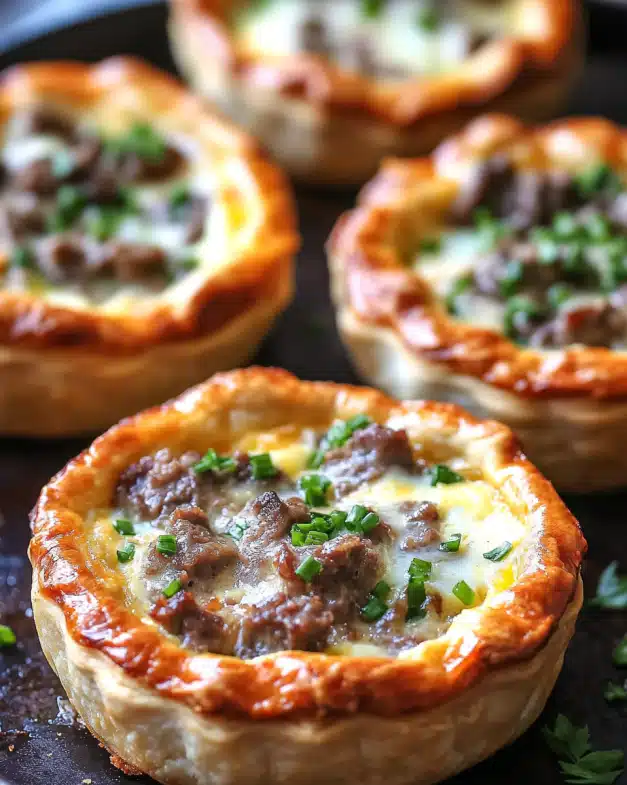 Savory Beef and Cheddar Tartlets with Chives