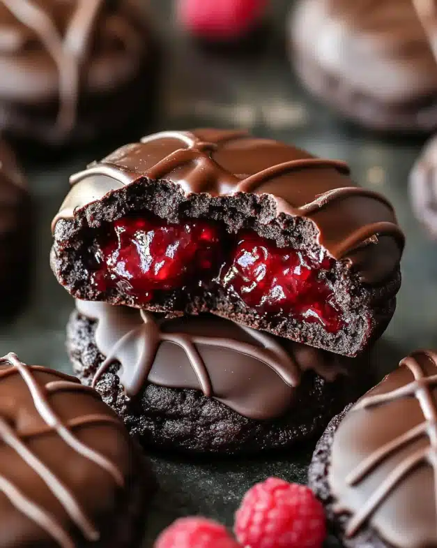 Decadent Chocolate Raspberry Filled Cookies