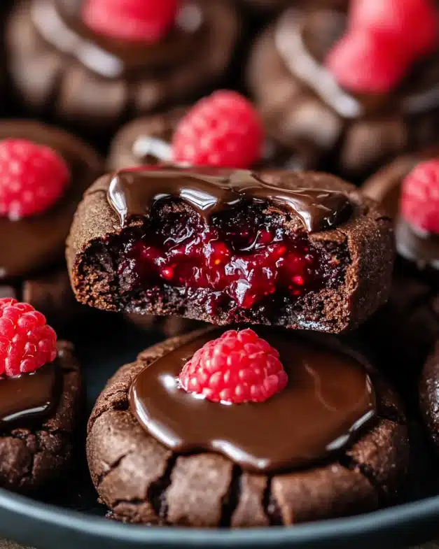 Decadent Chocolate Raspberry Filled Cookies