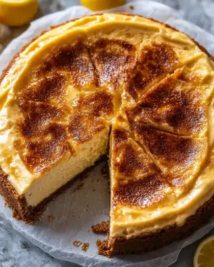 Creamy Lemon Basque Cheesecake with Caramelized Top