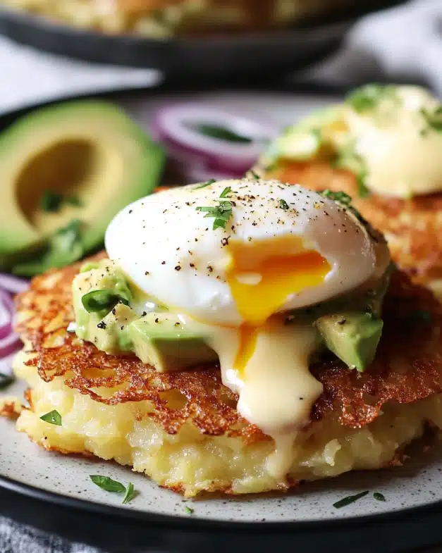 Crispy Hash Browns with Poached Eggs and Hollandaise Sauce