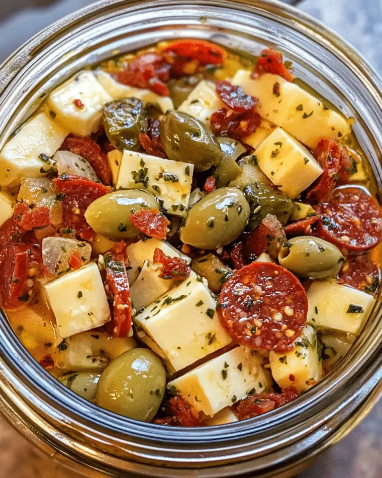 Easy Marinated Cheese Appetizer with Pepperoni and Pickles