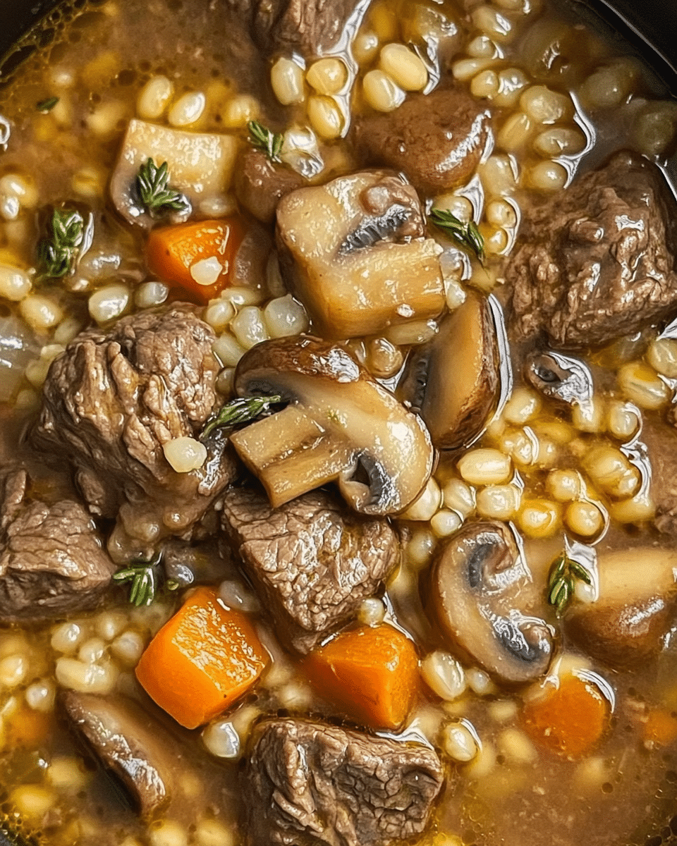 Beef and Barley Soup with Mushrooms