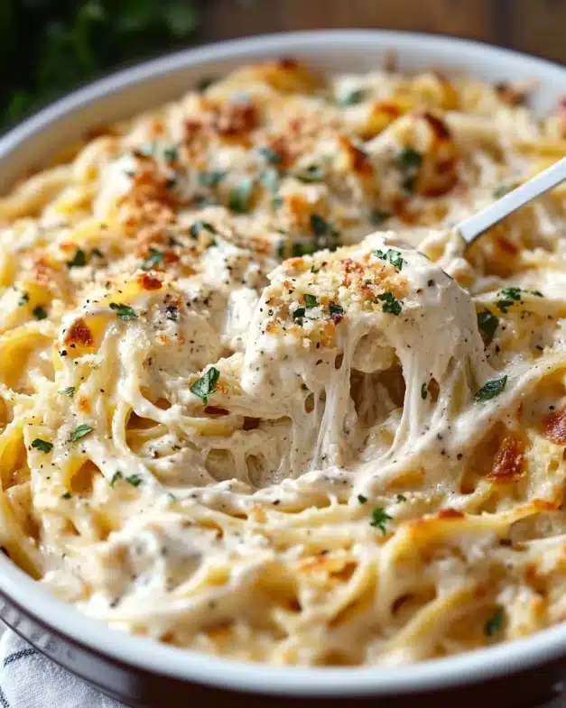 Cheesy Chicken Tetrazzini Bake