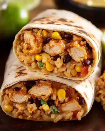 Easy Chicken Burritos with Rice and Beans