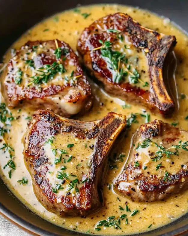 Juicy Garlic Herb Lamb Chops with Creamy Dijon Sauce