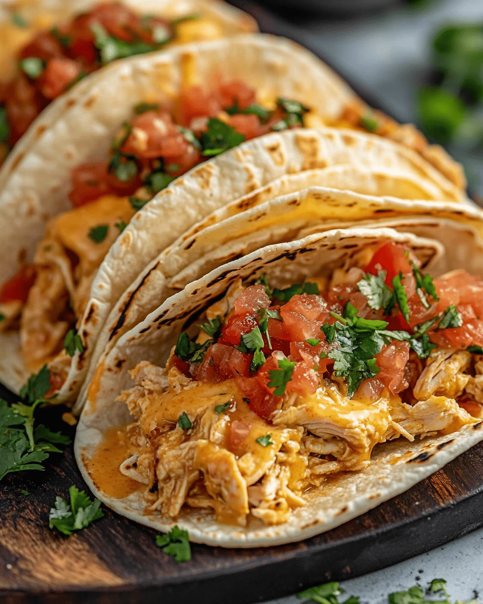 Slow Cooker Chicken Tacos with Salsa Queso