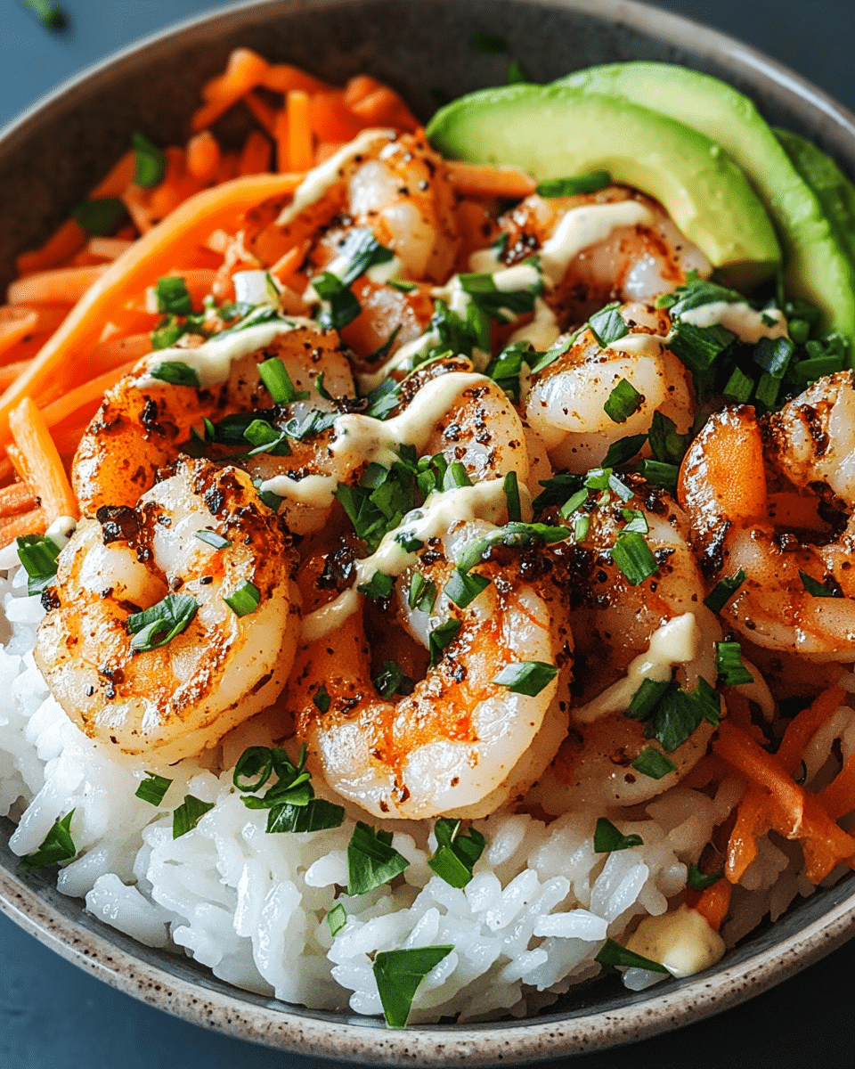 Spicy Shrimp Rice Bowl with Creamy Mayo Sauce