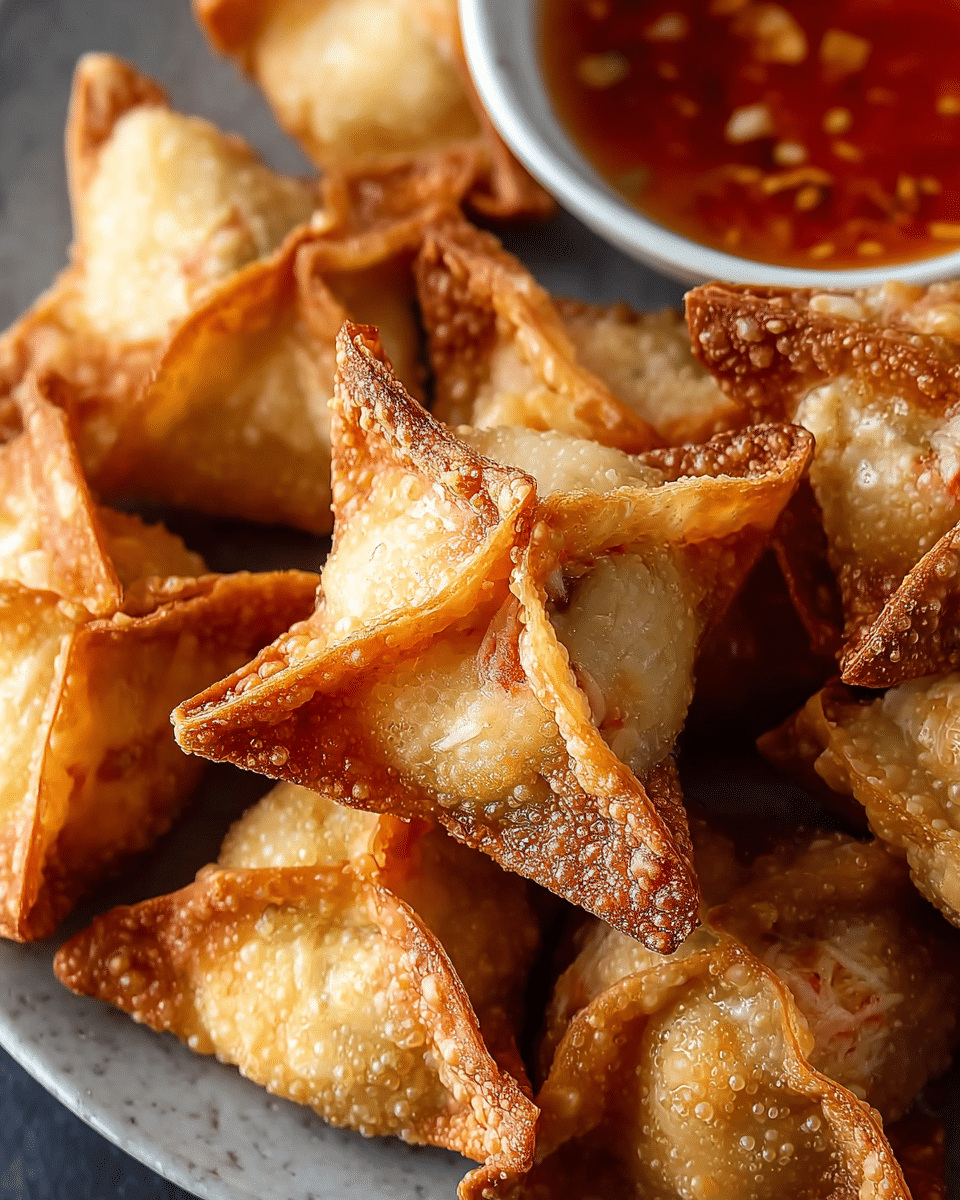 Crispy Crab Rangoon Wontons with Sweet Chili Sauce
