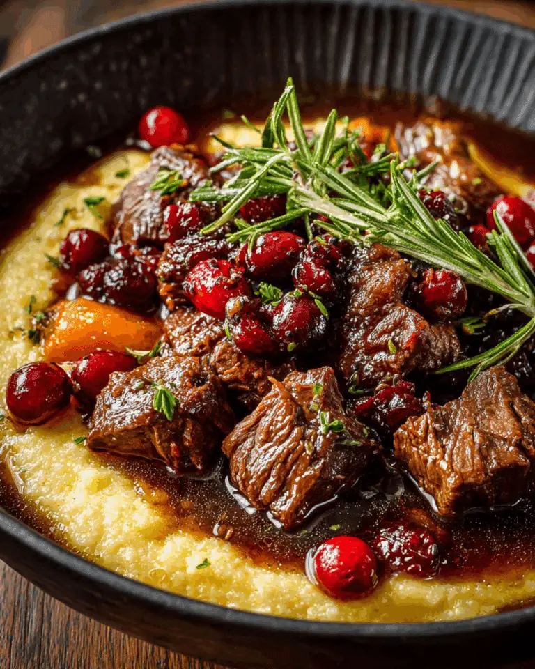 Slow Cooker Cranberry Beef Stew with Creamy Polenta