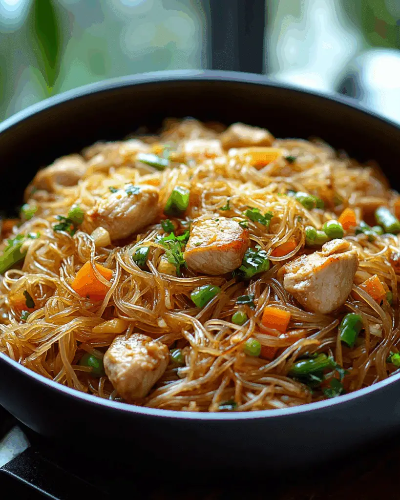 Authentic Filipino Bihon Pancit with Chicken and Vegetables