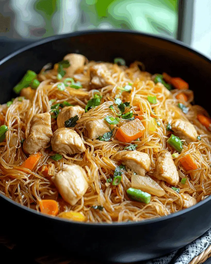 Authentic Filipino Bihon Pancit with Chicken and Vegetables