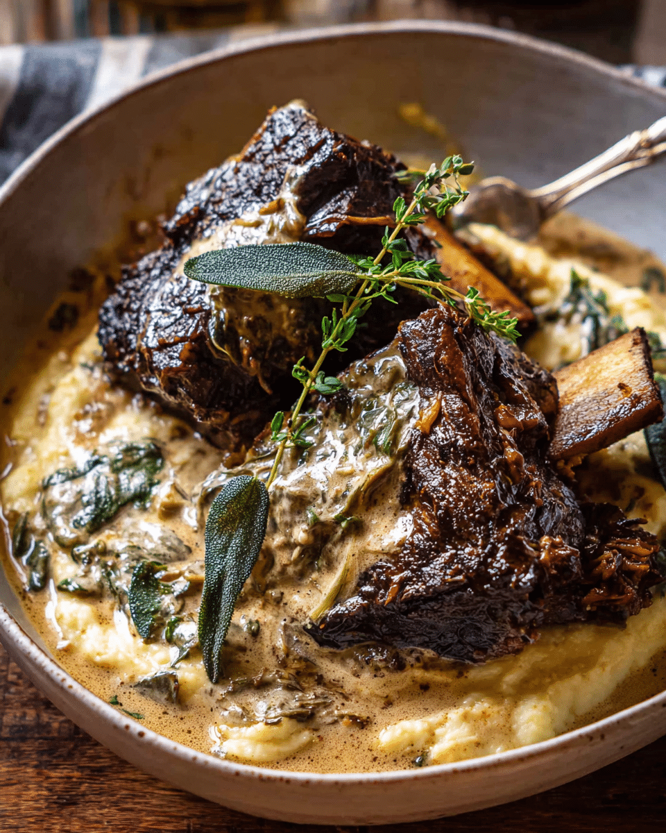 Slow-Braised Beef Short Ribs with Creamy Herb Sauce