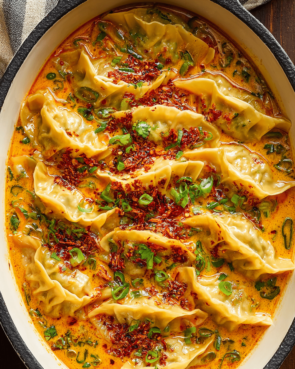Baked Potstickers with Thai Curry Sauce