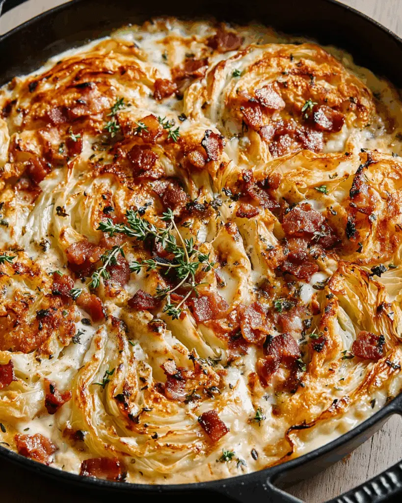 Creamy Baked Cabbage with Crispy Bacon
