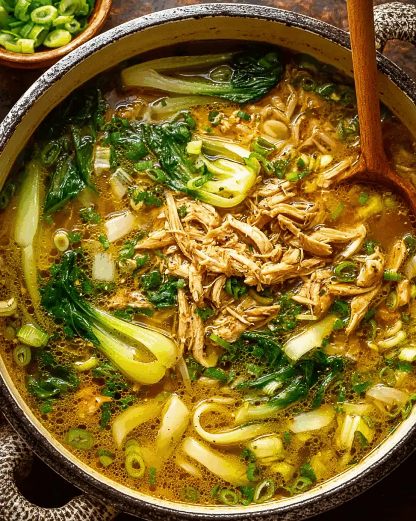 Ginger Chicken and Rice Soup with Bok Choy