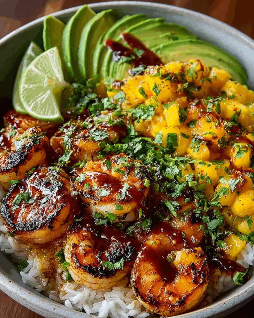 Grilled Shrimp Bowls with Mango Salsa & Lime-Chili Drizzle