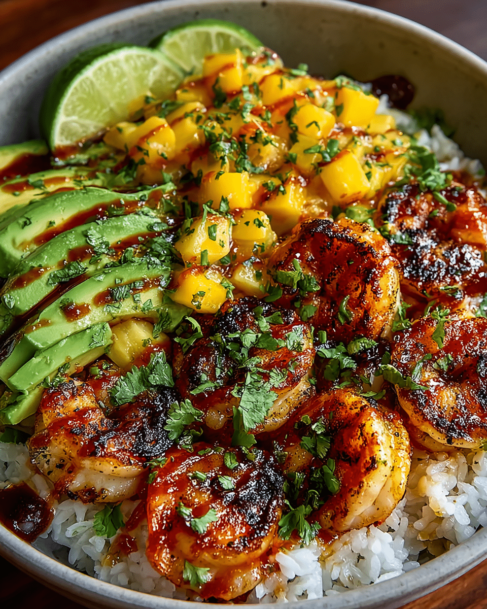 Grilled Shrimp Bowls with Mango Salsa & Lime-Chili Drizzle