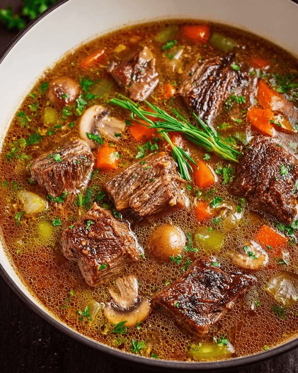 Hearty Beef Short Rib and Mushroom Soup