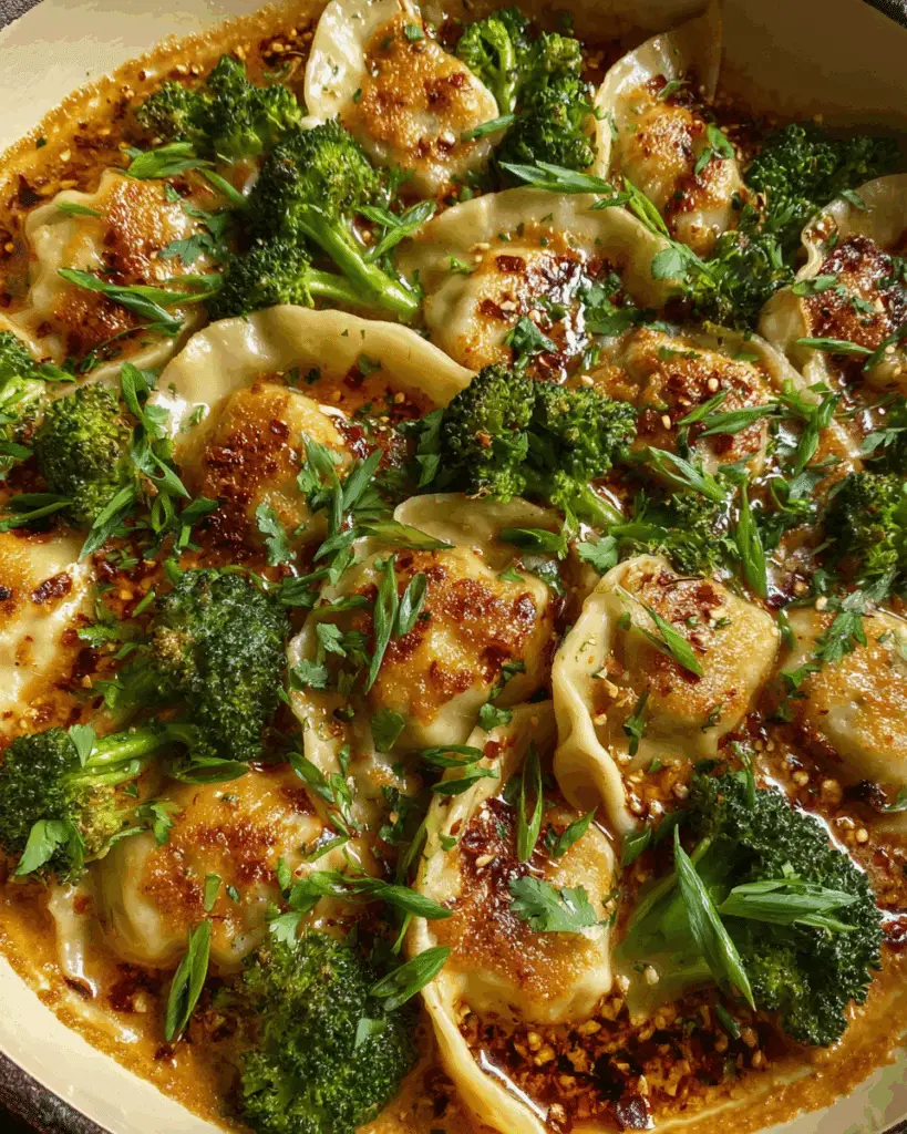 Oven-Baked Dumplings with Peanut Sauce