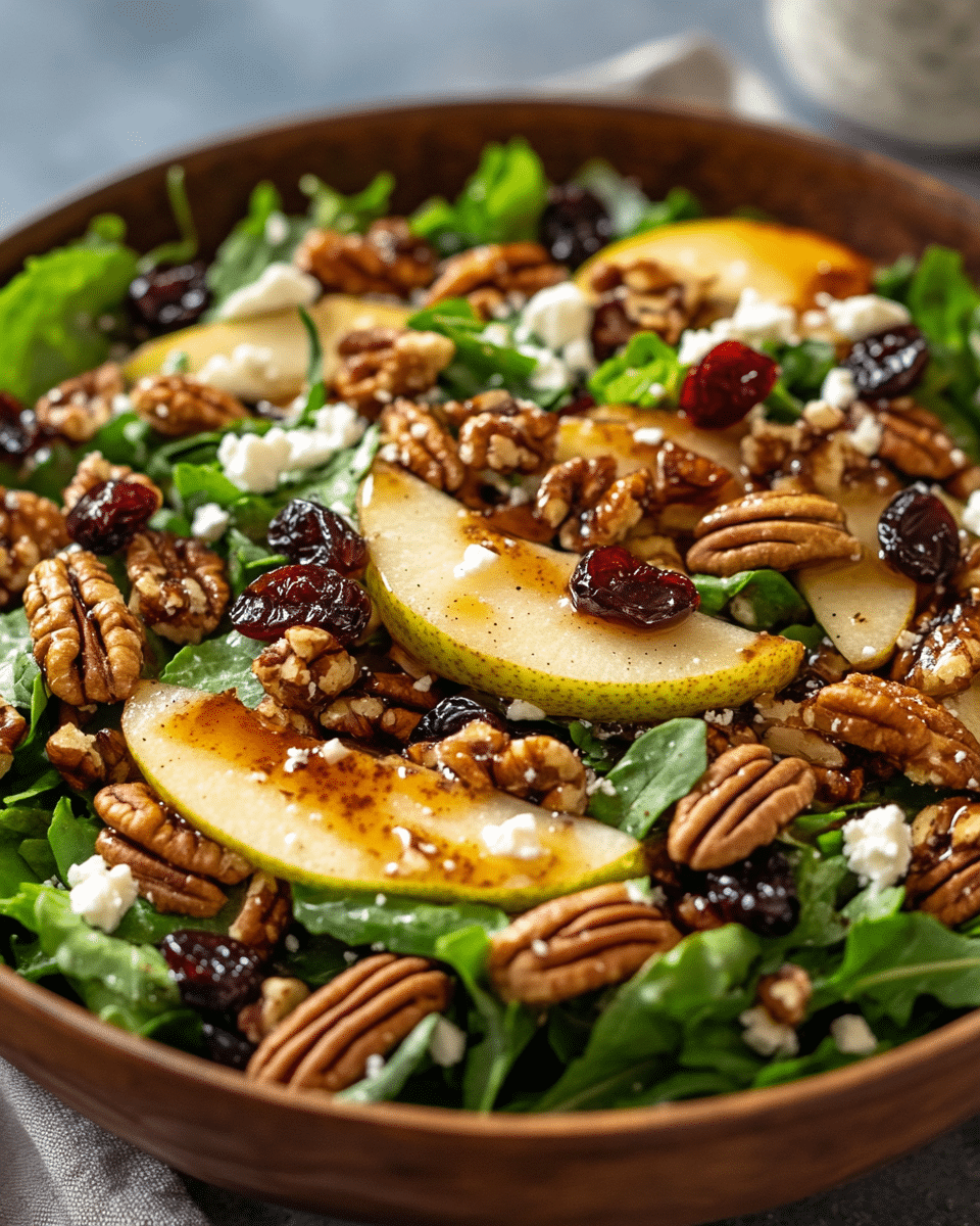 Pear And Candied Pecan Salad With Balsamic Vinaigrette