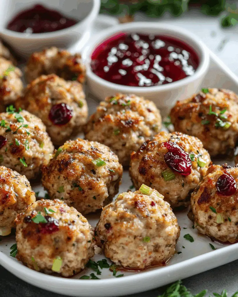Turkey Cranberry Stuffing Meatballs