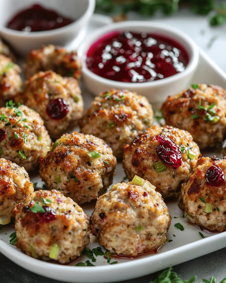 Turkey Cranberry Stuffing Meatballs