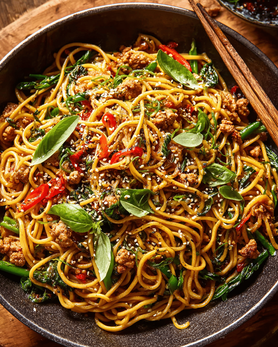 Chicken Lo Mein Stir-Fry with Fresh Ginger