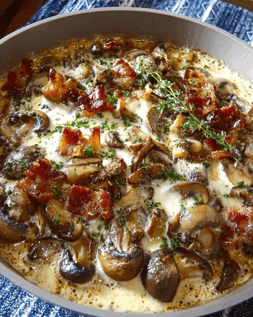 Creamy Garlic Mushroom & Bacon Bake