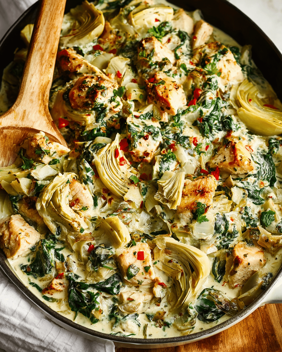 Creamy Lemon Spinach Artichoke Chicken Bake