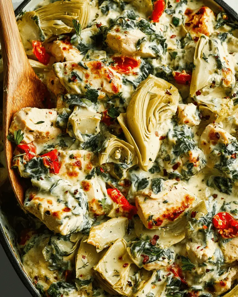 Creamy Lemon Spinach Artichoke Chicken Bake