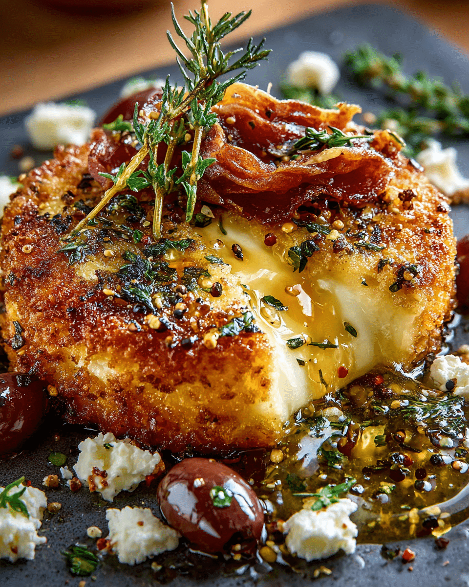 Crispy Fried Brie with Pepper Honey & Warm Lemon-Herb Olives – New and Tips