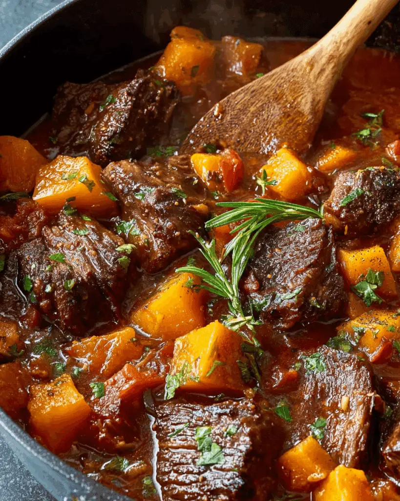 Honey-Braised Beef Short Rib Stew with Butternut Squash