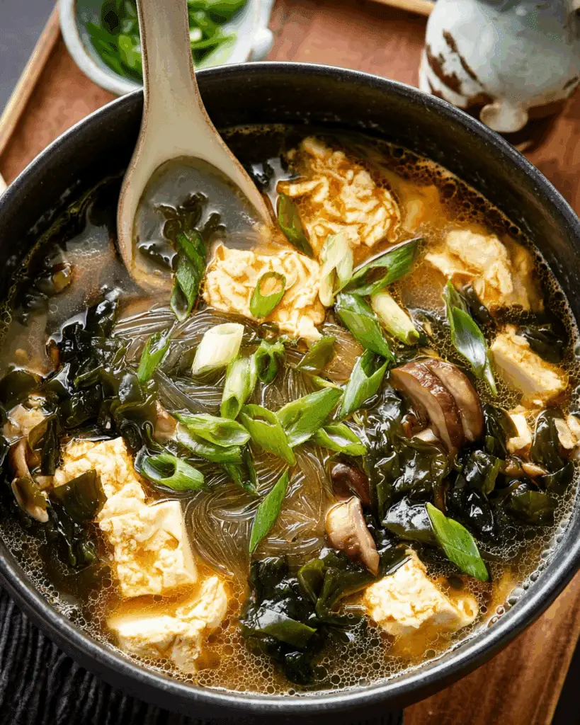 Japanese Glass Noodle Soup with Egg Tofu