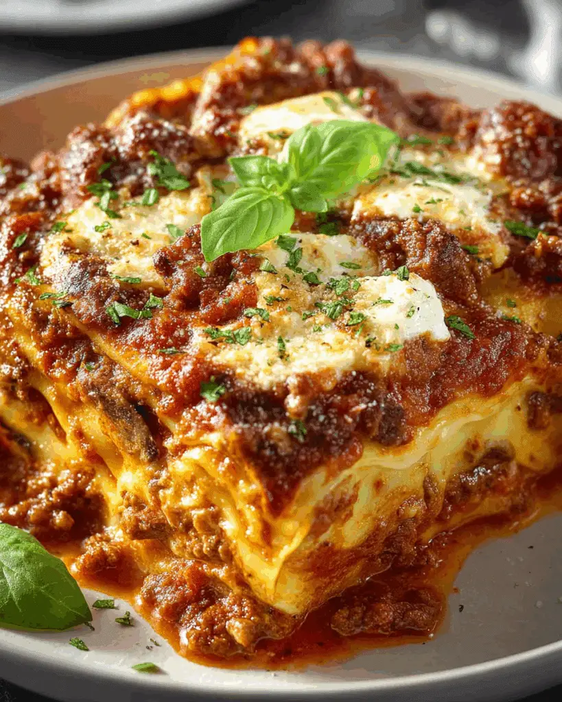 Low-Carb Cheese Noodle Lasagna with Beef and Mushrooms
