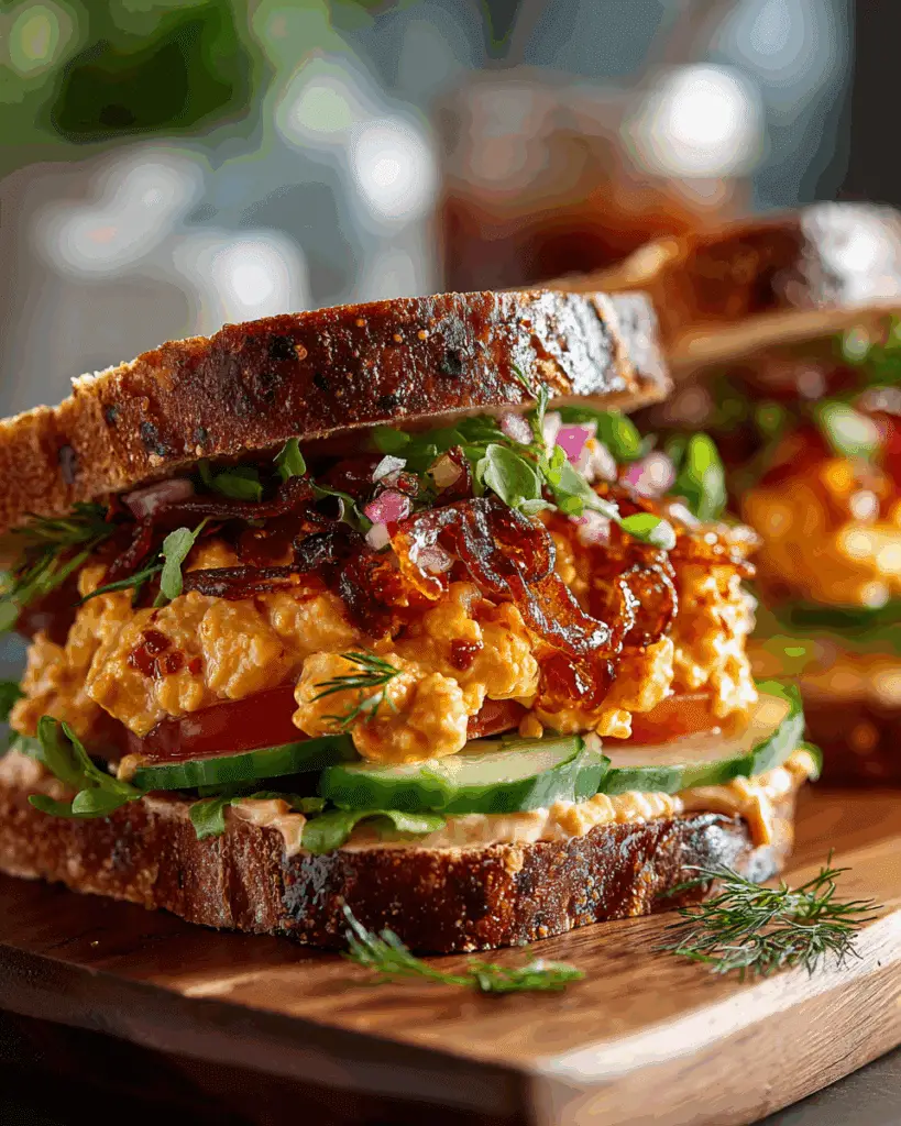Gochujang Chickpea Salad Sandwich with Caramelized Onions