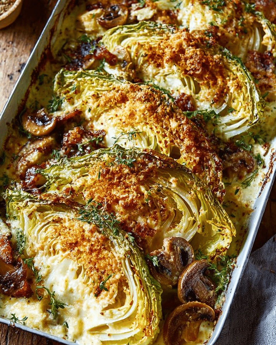 Bacon Mushroom Cabbage Bake | Comforting & Delicious