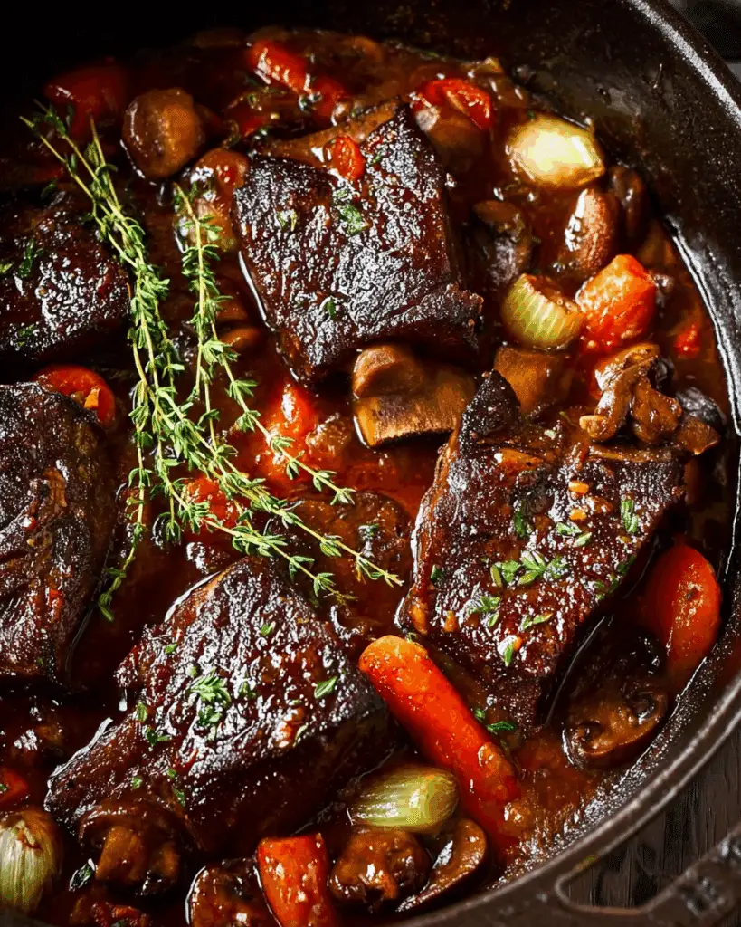 Braised Boneless Beef Short Ribs with Mushroom Brown