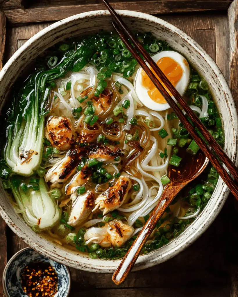 Chicken Pho-Style Noodle Soup with Baby Bok Choy
