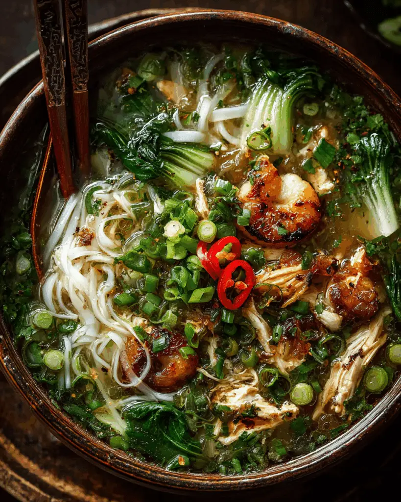Chicken Pho-Style Noodle Soup with Baby Bok Choy