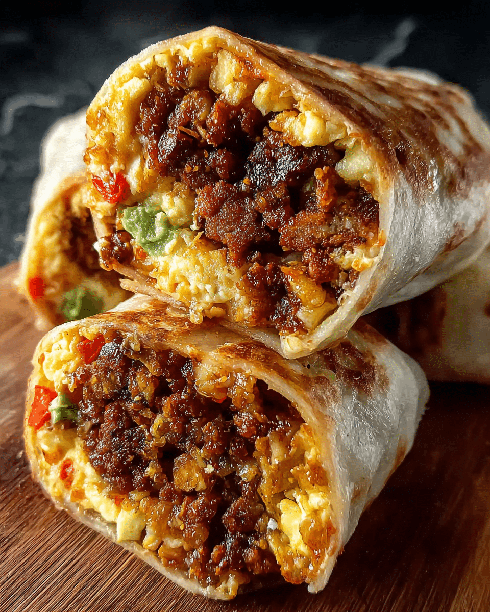 Chorizo-Style Breakfast Burritos with Bell Peppers
