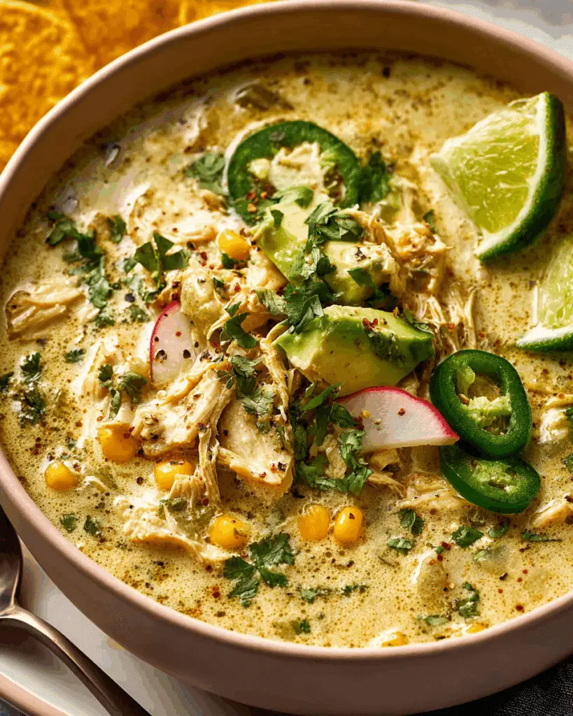 Creamy Green Chicken Chili with Corn – Comfort in Every Bowl